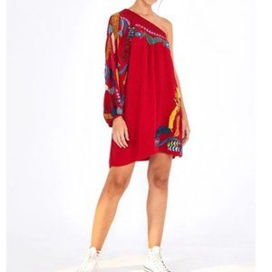 FARM Rio | Dresses | Farm Rio Embroidered Silk One Shoulder Mini Dress ...